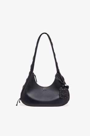 Ganni Sac Hobo moyen &agrave; la&ccedil;age noir - Pour Femme