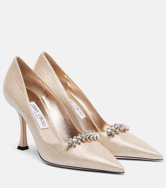 Jimmy Choo London Verzierte Pumps Belinda 90 aus Metallic-Leder