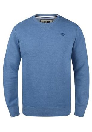 Solid SDBenn Homme Sweatshirt Pull en Sweat &agrave; col Rond Poignets c&ocirc;tel&eacute;s D&eacute;tails du Label M&eacute;lange de Coton Regular Fit, Taille:XL, Couleur:Faded Blue Melange