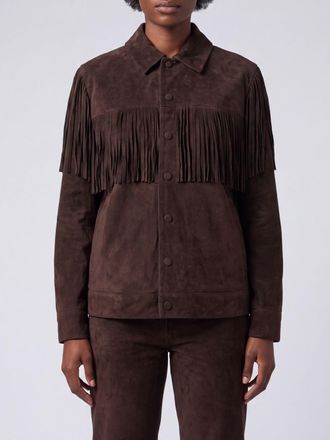Frame Denim Hemdjacke aus besticktem Wildleder mit klassischem Kragen