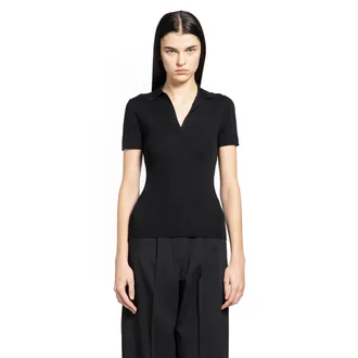 Max Mara Rib Knit Wool Polo Shirt