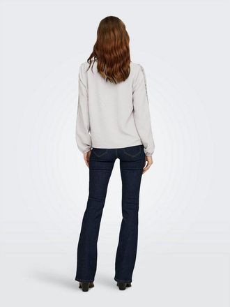 Only Langarmbluse ONLGREGOR METTE LS LACE TOP WVN Kunstfaser, regular fit, V-Ausschnitt, Regular Waist