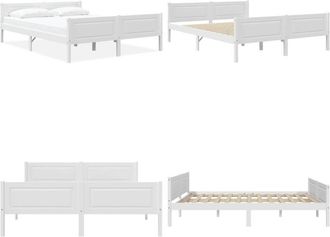 vidaXL Massivholzbett Kiefer Weiß 160x200 cm - Massivholzbette - Kiefernbett - Weißes Bett - Doppelbett - Bettrahmen - Home & Living