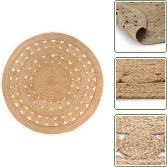 vidaXL Teppich Geflochten Jute 180 cm Rund - Naturfaser Teppich - Jute Teppich - Runder Teppich - Wohnaccessoire - Dekorative Matten