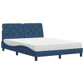 vidaXL Vidaxl - Letto Con Materasso Blu 140x200 Cm In Tessuto