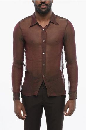 Dries Van Noten Iridescent CONGREVE Silk Chiffon Shirt size 48