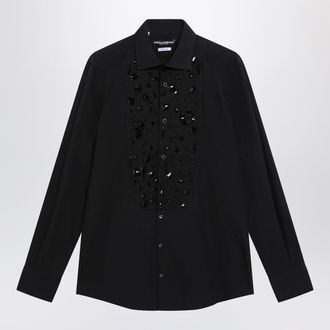 Dolce & Gabbana Baumwollhemd mit Strassverzierung in Schwarz