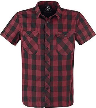 Brandit Roadstar Homme Chemise Manches Courtes Noir/Rouge S 100% Coton Regular/Coupe Standard