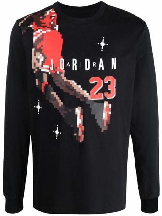 Nike Langarmshirt mit grafischem Print - Schwarz