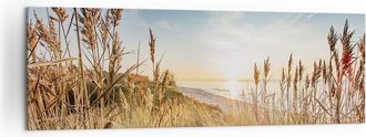 Arttor Panorama Bilder auf Leinwand 160x50cm Leinwandbild Ähren Küste Sonne Groß XXL Wanddeko Bild Schlafzimmer Küche Wandbilder Dekoration Wohnzimmer Wall D