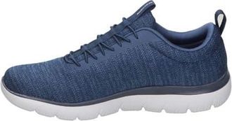 Skechers Baskets Larges pour Homme, Bleu, 45 EU
