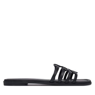 Tommy Hilfiger Pantoletten Tommy Hilfiger Th Script Flat Mule Lth FW0FW09368 Schwarz