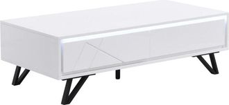 Vente-Unique Vente-unique - Table basse 2 tiroirs avec LEDs en mdf - Blanc laqué - saliano