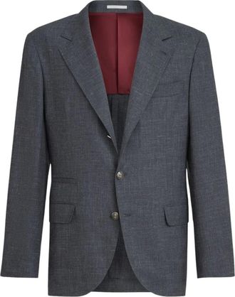Brunello Cucinelli Homme, Vestes, Gris, Taille: M Blazer &agrave; boutons m&eacute;talliques