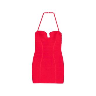 H&eacute;rve L&eacute;ger Robe Bandage &agrave; Col Montant - Femme - Robes - Rouge - Taille: 40 FR