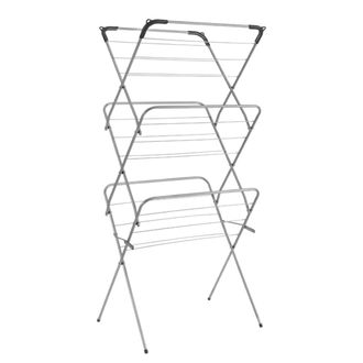 Metaltex 9,5 m extra schmales 3-Tier-Ziehharmonika W&auml;schest&auml;nder W&auml;schesack, Silber