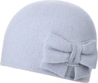 Barascon Calima Damenmütze Rundliche Wintermütze aus Wolle mit Schleifenapplikation Made in EU Herbst Winter hellblau One Size