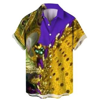 Generic Costume de carnaval pour homme - Chemise &agrave; manches courtes - Chemise de loisirs l&eacute;g&egrave;re et respirante - Coupe ajust&eacute;e - Chemise de vacances boutonn&eacute;e -