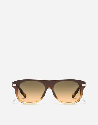 Dolce & Gabbana Metal Plaque Sunglasses - Frau Neuheiten Gradient Striped Brown Onesize