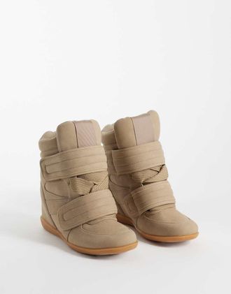 Asos Dahlia High-Top-Sneaker mit Keilabsatz in Beige-Neutral