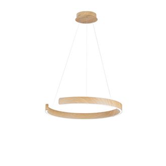 Luce-Ambiente-Design Semicircular Suspension LED Navel in Metal Wood Effect with CCT 60 cm