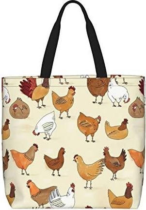 Generic Sac Fourre-Tout Poulets Sac Biblioth&egrave;que Lavables Personnaliser Sacs &Agrave; Main, Pour Shopping, &Eacute;cole, Filles, Tous Les Jours