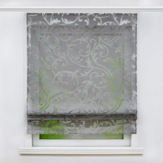 Joyswahl Voile Raffrollo mit Klettschiene Romantsiches Ausbrenner Design mit Druck Raffgardine Schals Fenster Vorh&auml;nge BxH 120x140cm Grau 1er Pack