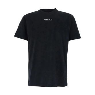 Versace Besticktes Slim-T-Shirt aus Baumwolljersey - - Tops - Herren - Schwarzk - S