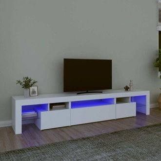 vidaXL Vidaxl - Meuble tv avec lumi&egrave;res led Blanc 215x36,5x40 cm