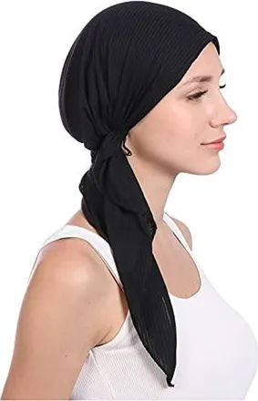 Generic Foulard pour femme Turban Headwear Chemo Beanie Écharpe Headwear pour le cancer, la chimio, la perte de cheveux, 4 - Noir., taille unique