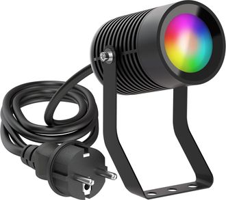 LEDs Com Gartenstrahler SHINGA für außen, IP65, Stecker, schwarz, inkl. GU10 RGB Lampe, smart, 473lm, warmweiß - kaltweiß