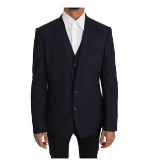 Dolce & Gabbana Blaue Slim Fit Blazer mit Weste - - Jackets - Herren - Blau - L