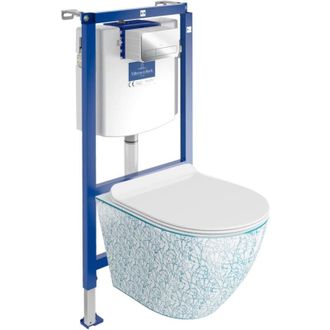 Villeroy & Boch Villeroy&boch - villeroy&boch wc Set mit Vorwandelement, Wand-WC und Sp&uuml;lknopf