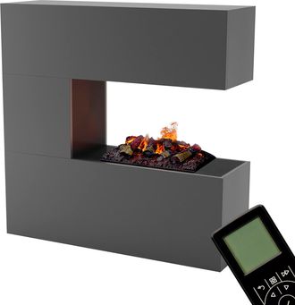 Glow Fire Wasserdampf Kamin Schiller (Standkamin) - Elektrokamin mit realistischen LED 3D-Flammen, Knistereffekt & Fernbedienung, 120x120x37 cm - Opti-Myst 500 