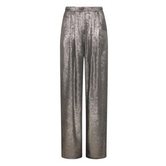 Momoni Femme, Pantalons, Gris, Taille: 42 FR Pantalon en Tissu Lamin&eacute; Fluide avec Effet Jupe