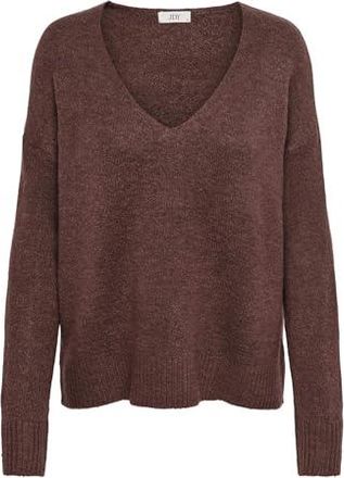 Jacqueline de Yong JdY Jdyelanora Neck Pullo Pull elanora L/S à col en V. KNT Noos, Cherry Acajou, M Femme