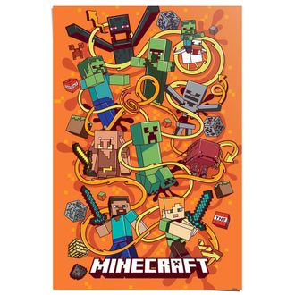 Reinders Poster, Minecraft - funtage montage, Kinderzimmer, Poster, Wanddeko, Room Decor, 150 gr. gl&auml;nzend Bilderdruckpapier, Orange, 91,5 x 61