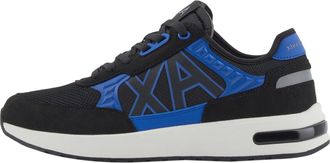 A|X Armani Exchange Herren Dusseldorf Embossed Geometric Motifs Sneaker, Black+Bluette, 40.5 EU