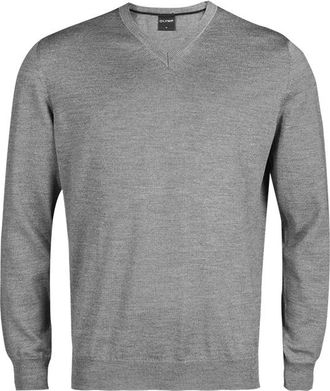 Olymp Herren V-Pullover grau unifarben