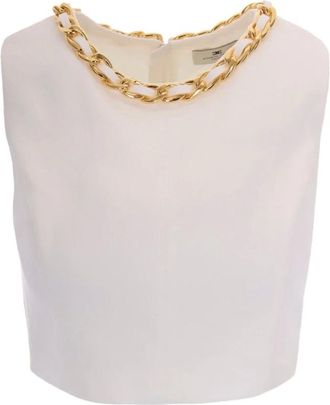 Elisabetta Franchi Femme, Tops, Beige, Taille: 40 FR Top sans manches