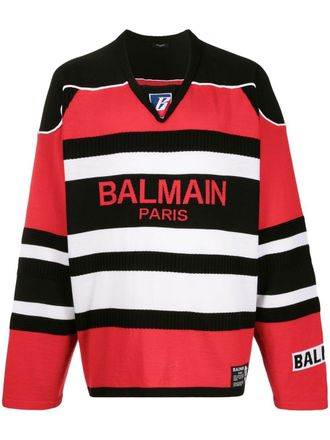 Balmain pull à logo imprimé - Noir
