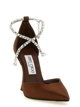 Jimmy Choo London Womens Stevie Pump Brown Texturized Fabric Cowhide