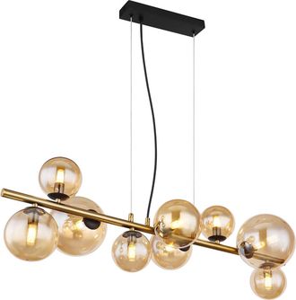 Globo Lighting LED-Pendelleuchte - Messingfarben - Schwarz - Metall - H 120 cm - 9-flammig