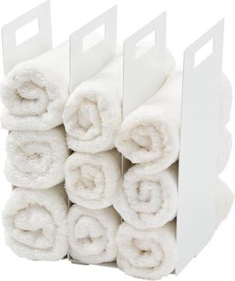 Yamazaki Tableware Yamazaki 4316 Tower Towel Organizers (Set of 2), White, Steel, 14.5 x 14.5 x 30 cm
