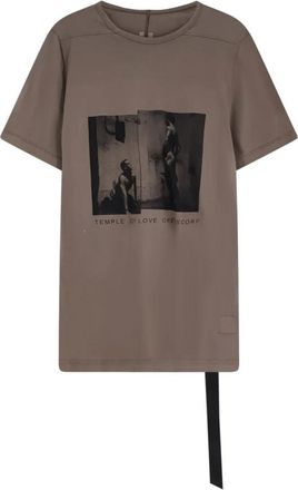Rick Owens Homme, Tops, Gris, Taille: M T-Shirt &agrave; Manches Courtes et Col Rond