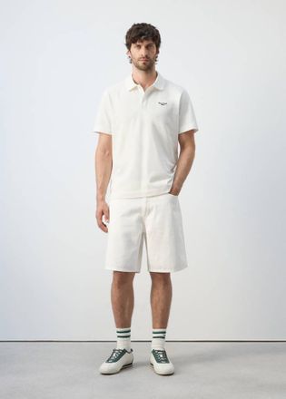 Mango Polo 100 % coton brod&eacute; blanc - Homme - XL - MANGO MAN