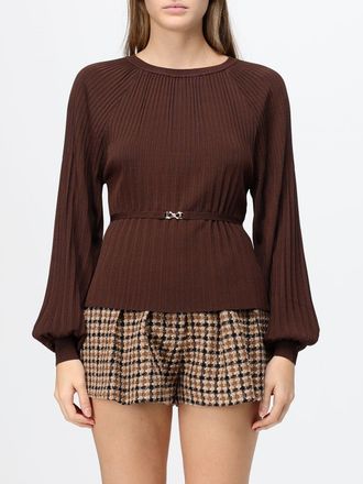 Twinset Pull pliss&eacute; &agrave; col rond en m&eacute;lange de viscose avec ceinture