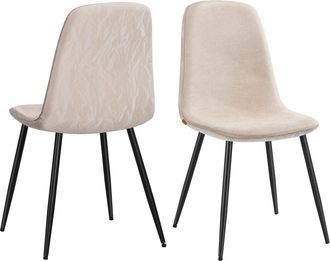 Vasagle Esszimmerstuhl 2er Set, K&uuml;chenstuhl, Polsterstuhl, Metallbeine, verstellbare F&uuml;&szlig;e, pflegeleicht, Chenille-Gewebe, PU mit von Gletschern inspiriertem M