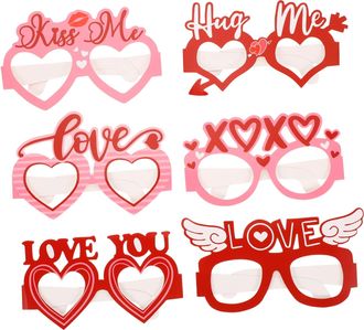 Pretyzoom 6st&uuml;cke Valentinstag Herz-papierbrillen Dekorative Fotogl&auml;ser F&uuml;r Partys Lustige Accessoires F&uuml;r Unvergessliche Erinnerungen