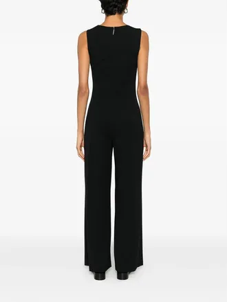Calvin Klein Twist-Neckline Wide-Leg Jumpsuit - Black